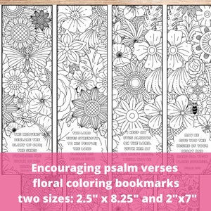 Floral Psalms Bible Verse Coloring Bookmarks, Scripture Christian ...