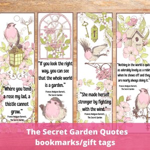 The Secret Garden Printable Bookmarks Flowers Birds Quote Cards for ...