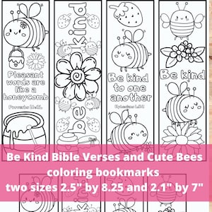 Be Kind Bible Verse Coloring Bookmarks for Kids With Cute Bees ...