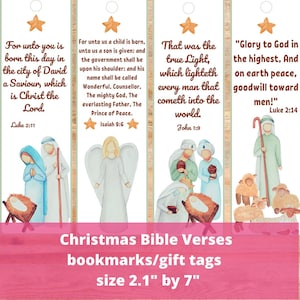 Christmas Nativity Scripture Bookmarks, Bible Verse DIY Gift Goodie Bag ...