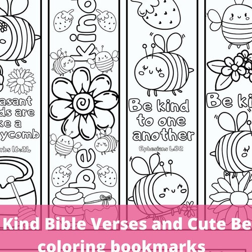 Be Kind Bible Verse Coloring Bookmarks for Kids With Cute - Etsy