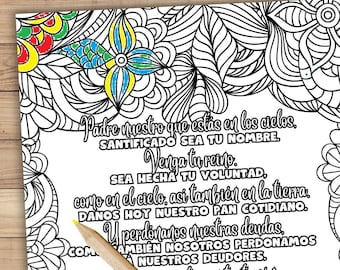 Spanish Lord's Prayer Bible Verses Doodle Coloring Pages for ...