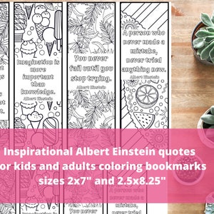 Einstein Quotes Coloring Bookmarks, Inspirational Motivational ...