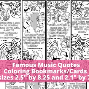 Famous Music Quotes Doodle Coloring Bookmarks, Music Teacher or Student ...