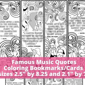 Famous Music Quotes Doodle Coloring Bookmarks Music Teacher - Etsy
