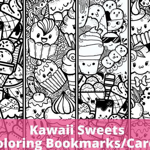 Cute Kawaii Fruit Coloring Bookmarks for Kids or Adults - Etsy