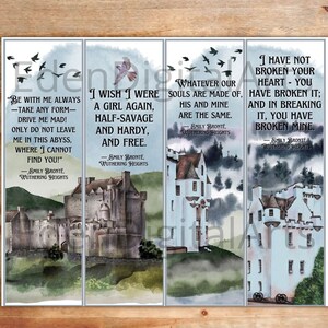 Wuthering Heights Quotes Bookmarks Watercolor Emily Bronte Novel Fan ...