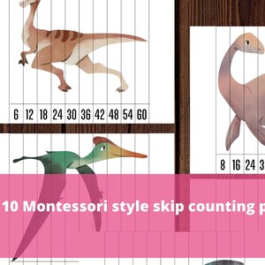 Dinosaurs Skip Counting Puzzle Games Printable Montessori Educational ...
