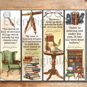 Sherlock Holmes Quotes Bookmarks, Watercolor Aesthetic Arthur Conan ...