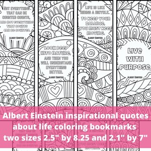 Albert Einstein Life Quotes Coloring Bookmarks, Inspirational Printable ...
