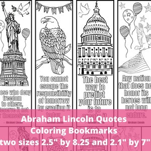 Abraham Lincoln Quotes Coloring Bookmarks American Patriotic | Etsy