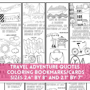 Travel Quotes Coloring Bookmarks for Kids and Adults, Adventure Road ...