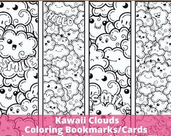 Printable Kawaii Coloring Bookmarks - Etsy