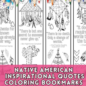 Native American Quotes Coloring Bookmarks Indigenous People Day Craft ...