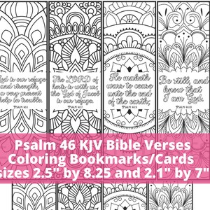 Psalm 46 Coloring Bible Verse Bookmarks, KJV Scripture God is Our ...