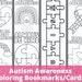 Autism Awareness Coloring Bookmarks for Kids Acceptance & | Etsy