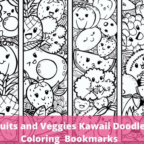 Cute Kawaii Fruit Coloring Bookmarks for Kids or Adults - Etsy