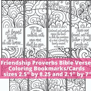 Friendship Proverbs Bible Coloring Bookmarks KJV Scripture | Etsy
