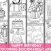 Happy Birthday Party Coloring Bookmarks for Kids, Cute Animals & Decor ...