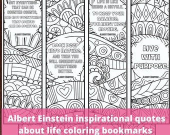 Einstein Quotes Coloring Bookmarks Inspirational Printable DIY | Etsy