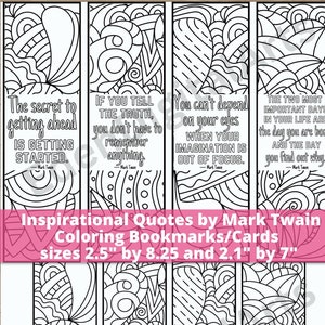 Mark Twain Quotes Doodle Coloring Bookmarks, Inspirational Book Club ...