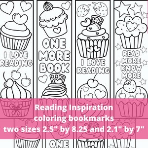 Cupcakes Reading Coloring Bookmarks for Kids, Classroom Students ...
