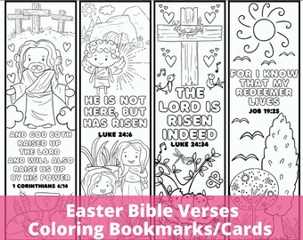 Religious Easter Bookmarks for Kids Printable Coloring Bible - Etsy
