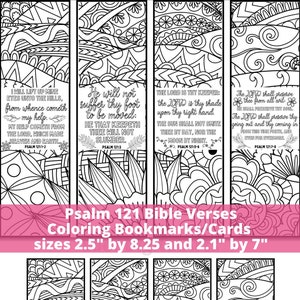 Psalm 121 Coloring Bible Verse Bookmarks, KJV Scripture Christian ...