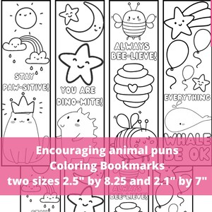 Coloring Bookmarks for Kids, Encouraging Animal Puns, Cute Random Acts ...