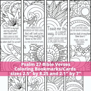 Psalm 27 Coloring Bible Verse Bookmarks KJV Scripture - Etsy