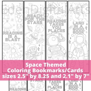 Space Theme Coloring Bookmarks for Kids Astronauts Spaceships - Etsy
