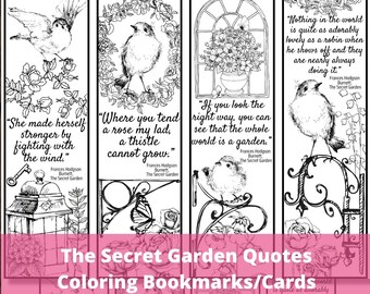 Secret Garden Quotes Coloring Bookmarks With Birds & Flowers - Etsy