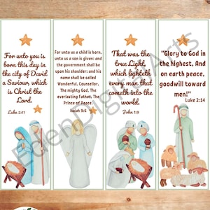 Christmas Nativity Scripture Bookmarks, Bible Verse DIY Gift Goodie Bag ...
