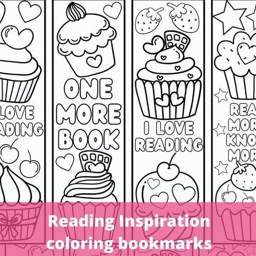 Cupcakes Reading Coloring Bookmarks for Kids Classroom | Etsy