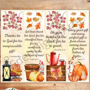 Gratitude Bible Verse Bookmarks Gift Tags, Thanksgiving Scripture, Fall ...