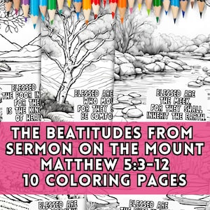 Sermon on the Mount Beatitudes Bible Verses Coloring Pages, Matthew 5 ...