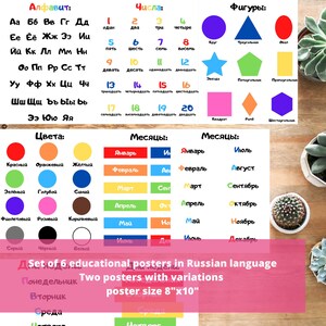 Educational Posters in Russian Language for Kids Printable PDF Set of ...