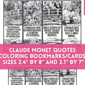 Claude Monet Quotes Coloring Bookmarks, French Impressionist Painter ...