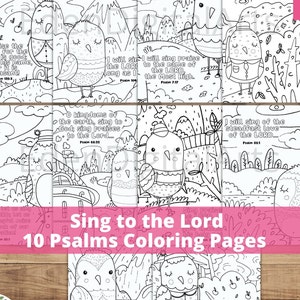 Psalms Bible Verses Doodle Coloring Pages With Cute Birds in the Garden ...