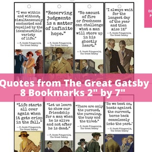 The Great Gatsby Quotes Bookmarks DIY Gift Tags Printable for Book ...