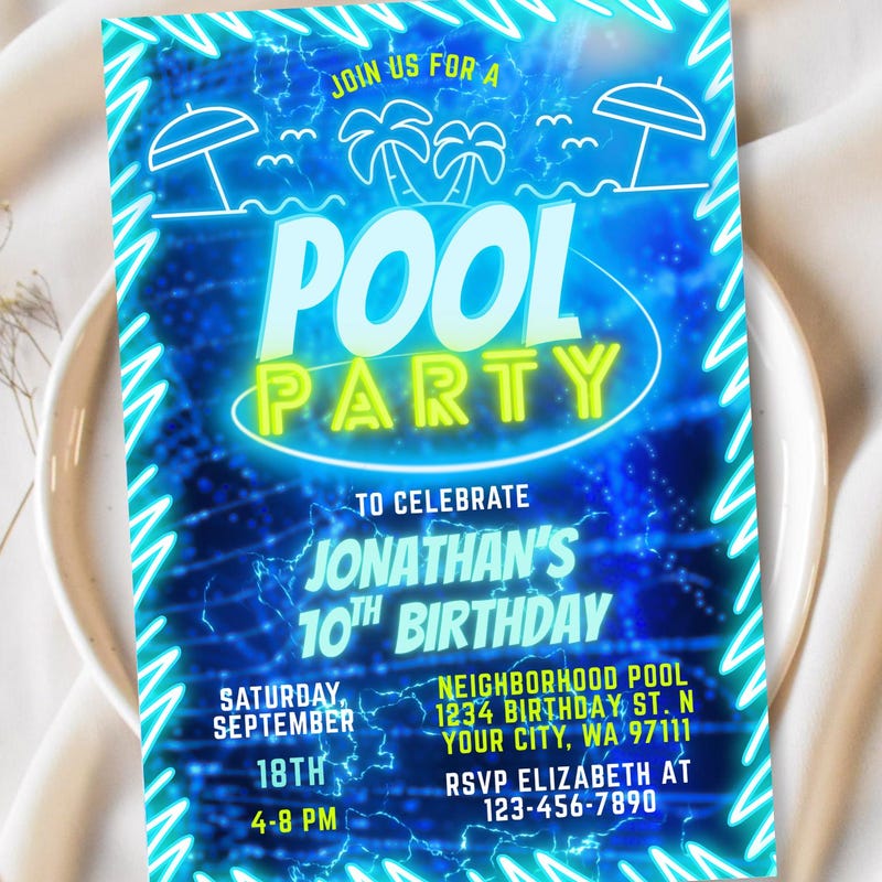 Party Flyer Template Pool - Etsy