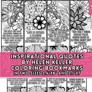 Helen Keller Quotes Coloring Bookmarks, Floral Doodles Colouring ...