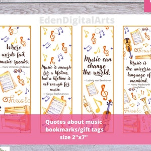 Famous Quotes About Music Bookmarks Musical Inspirational - Etsy