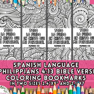 Spanish Language Philippians 4 13 Bible Verse Coloring Bookmarks ...