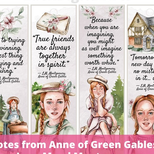 Anne of Green Gables Printable Bookmarks Set of Bookmarks - Etsy