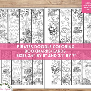 Pirates Doodle Coloring Bookmarks, Treasure Adventure Craft, Party ...