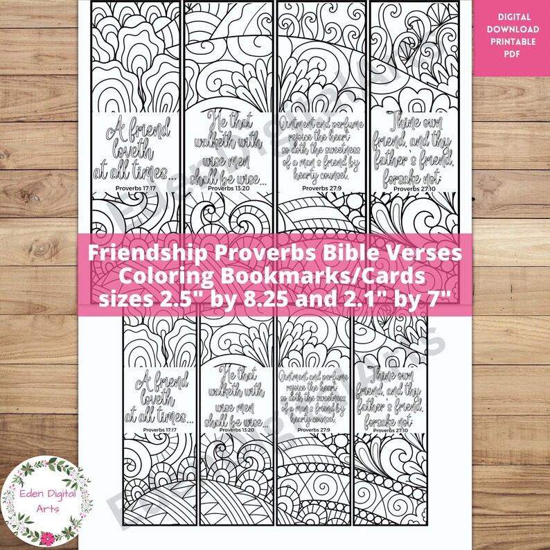 Friendship Proverbs Bible Coloring Bookmarks KJV Scripture Christian ...