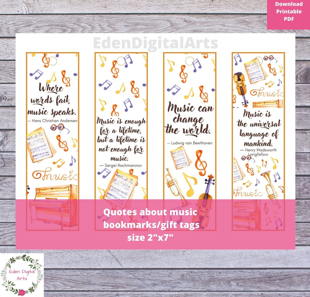 Famous Quotes About Music Bookmarks, Musical Inspirational Cards or ...