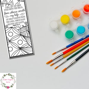Psalm 121 Coloring Bible Verse Bookmarks, KJV Scripture Christian ...