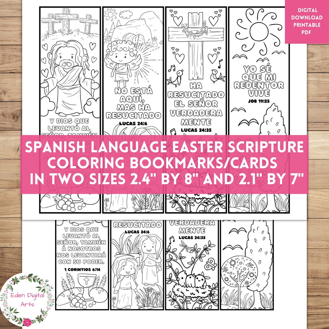 Color Your Bookmarks Spanish Easter Bible Verses for Kids, Cute Espanol ...